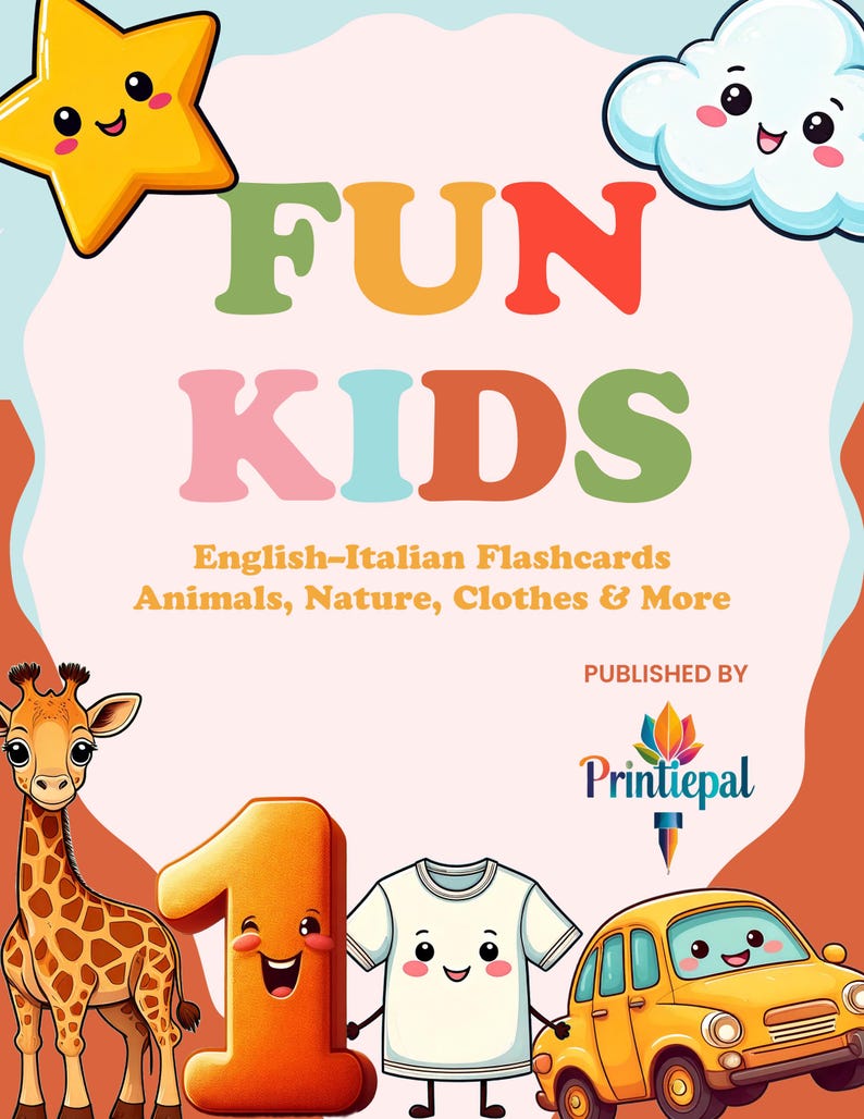 Italian English Flashcards for Kids – 60 Printable Cards | 6 Categories ...