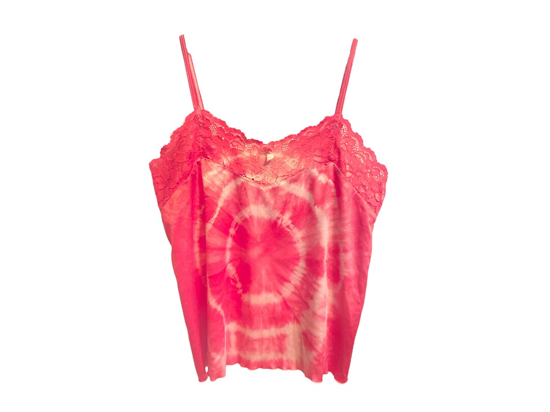 Y2K Tie Dye Lace Tank Top 90's Satin Camisole Tank Pink - Etsy