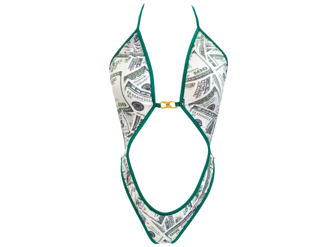 Y2K Halter One Piece Bodysuit Swimsuit Cut Out Backless Keyhole Neck ...