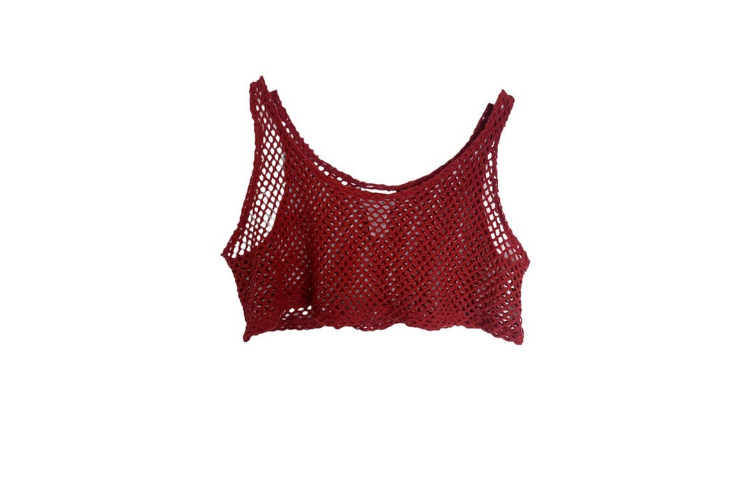 Fishnet Crop Top 90's Tank Top Vintage 1990's Grunge Fishnet See ...
