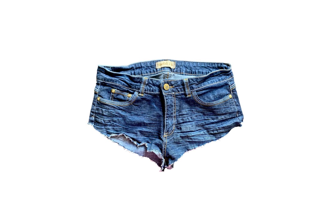 Y2K Denim Shorts Low Waisted Blue Jean Micro Shorts 2000's Micro Shorts ...