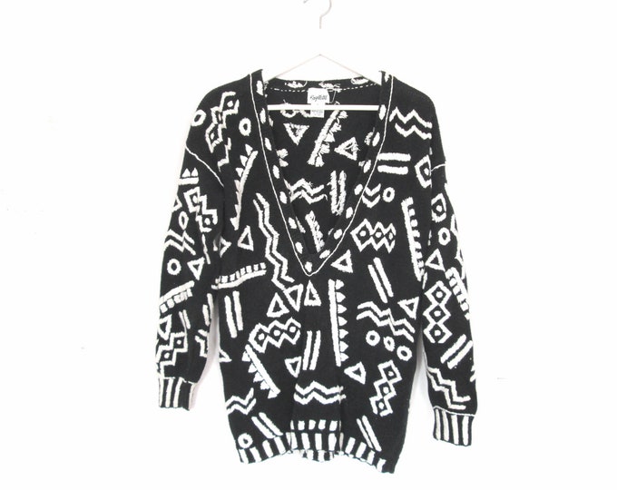 90's Aztec Chunky Sweater Size M/L - Etsy