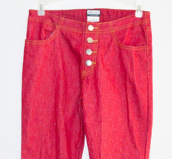 Flared Y2K Red Jeans Denim Y2K Flare Pants Low Rise R… - Gem