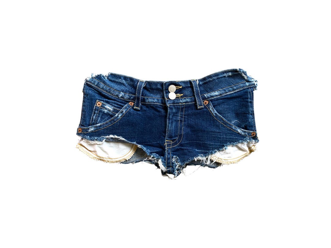 Ultra Low Rise Y2k Cut off Shorts Denim Low Waisted Blue Jean Short ...