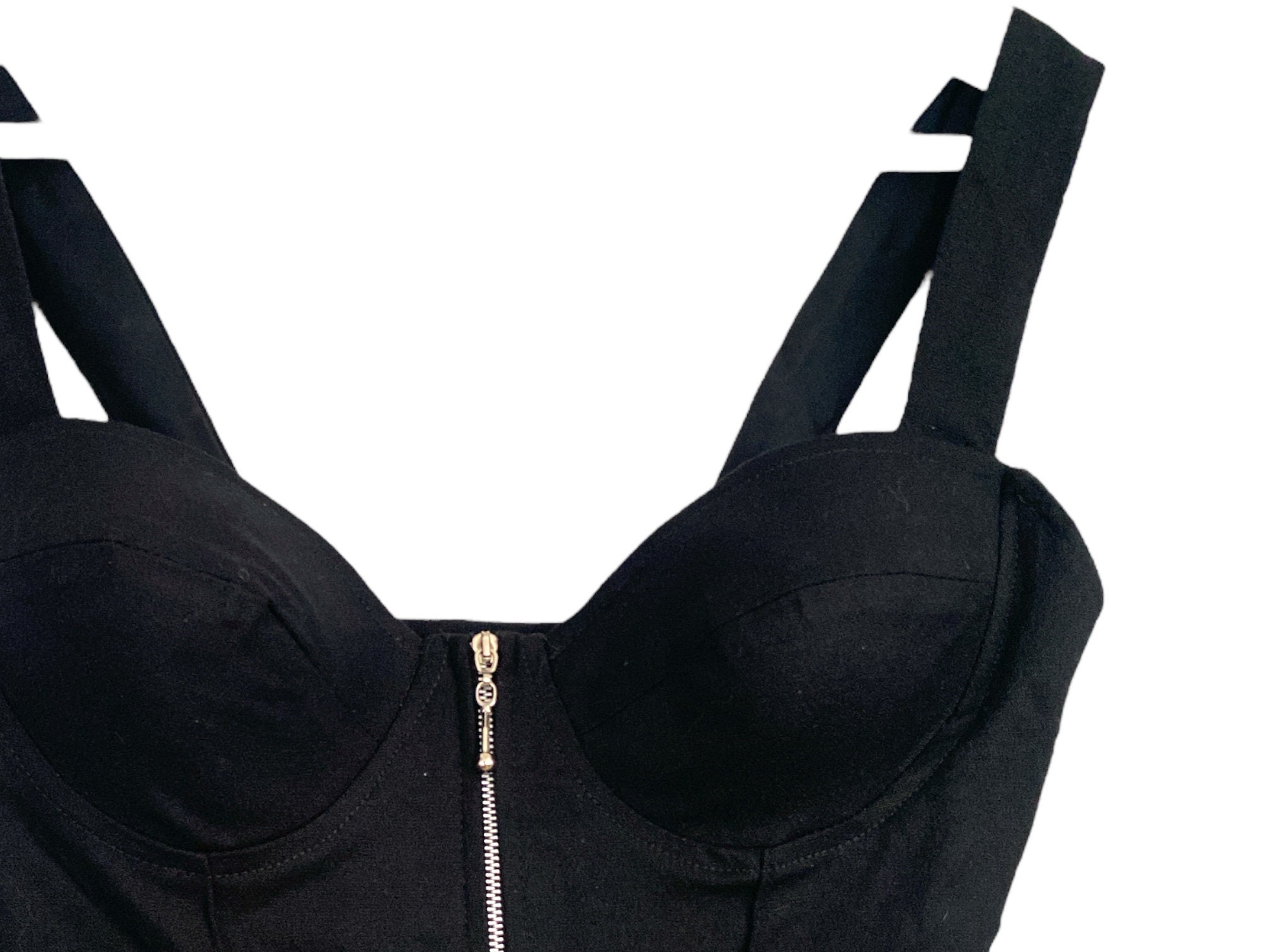 90's Bustier Zipper Top Crop Top Black Bustier Vest Top Sweetheart ...