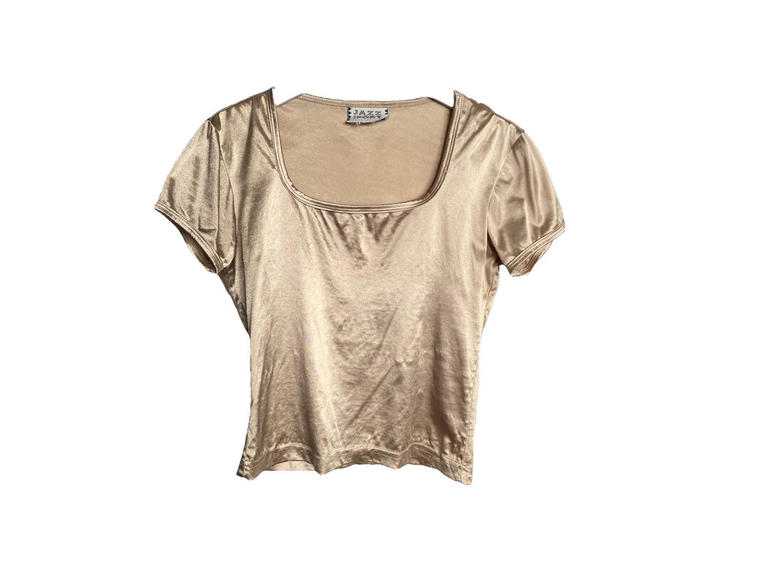 Shiny 90's Gold Top 90s Y2K Crop Top Bohemian Golden Shiny Grunge 2000 ...