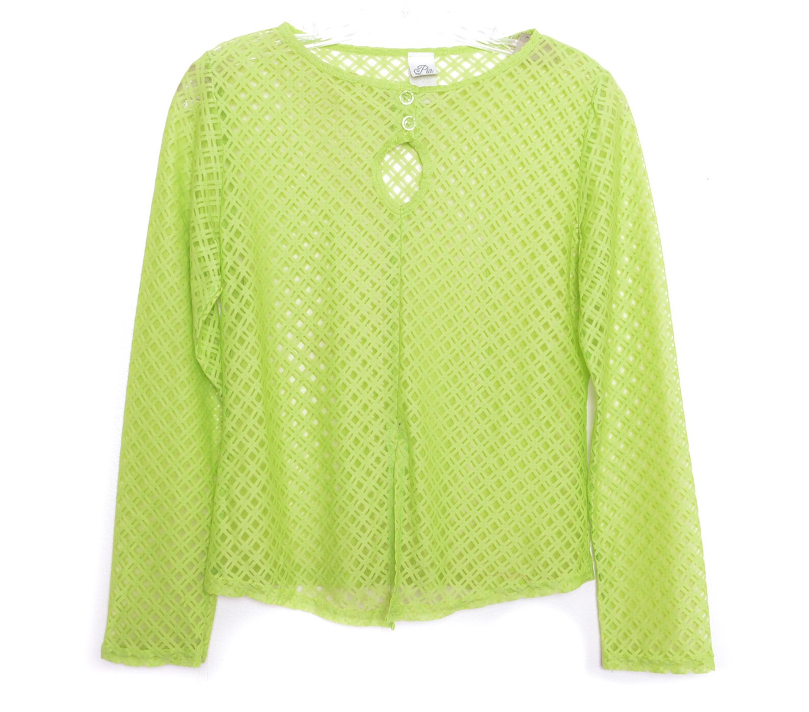 Y2K Green Mesh Shirt Top 00's Mesh Top Sheer Blouse Slit - Etsy