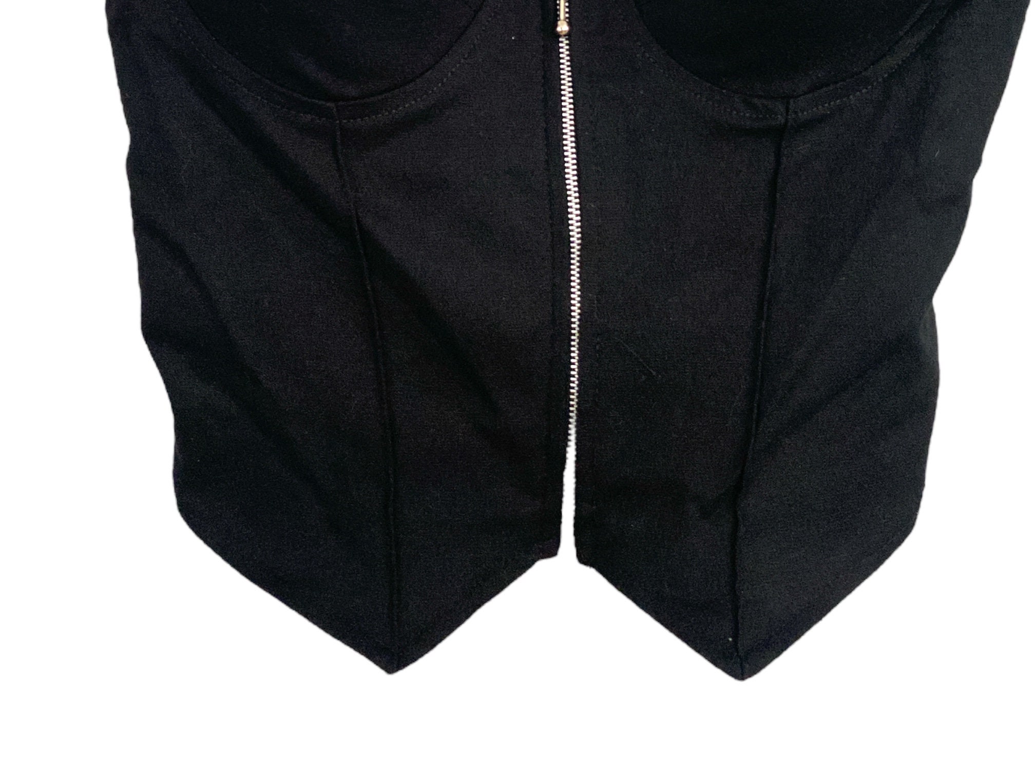 90's Bustier Zipper Top Crop Top Black Bustier Vest Top Sweetheart ...