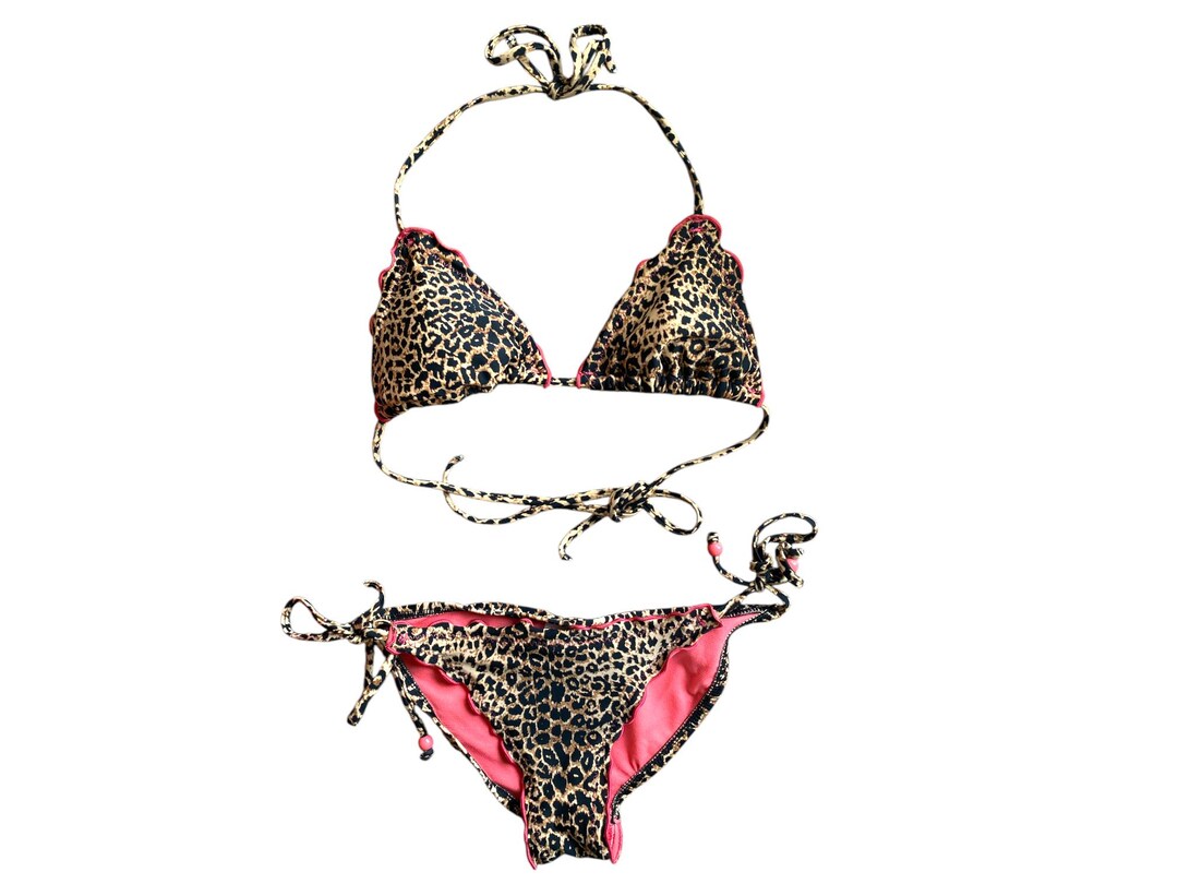 Y2k Leopard Bikini Pink Brown Swimsuit Bathing Suit Set Leopard Print ...