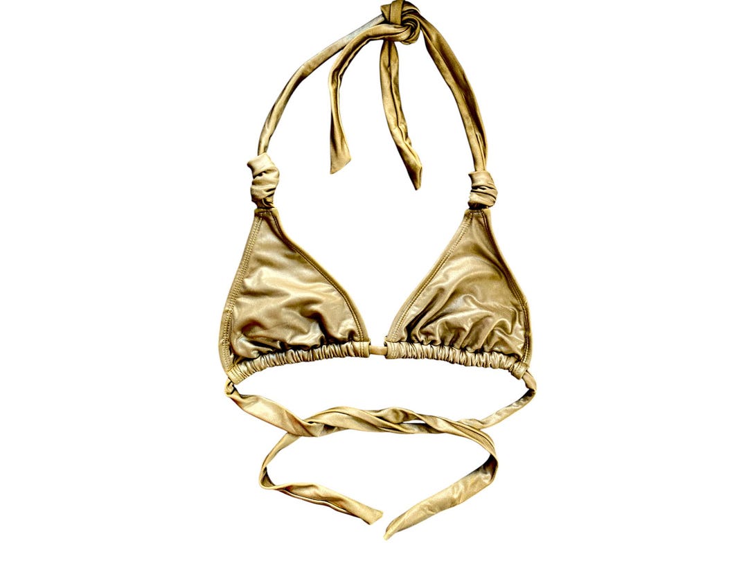 Y2k Bikini Top Gold Lame Swimsuit Bathing Suit Top Gold Metallic 2000s ...