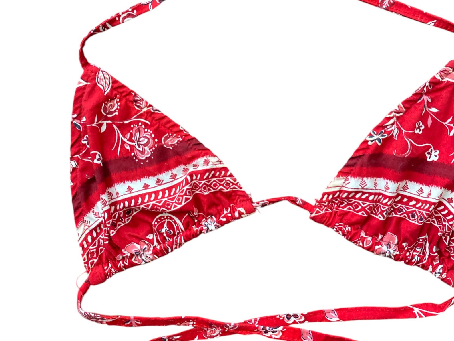 Y2k Bikini Top Pink Red Swimsuit Bathing Suit Top Floral Paisley ...