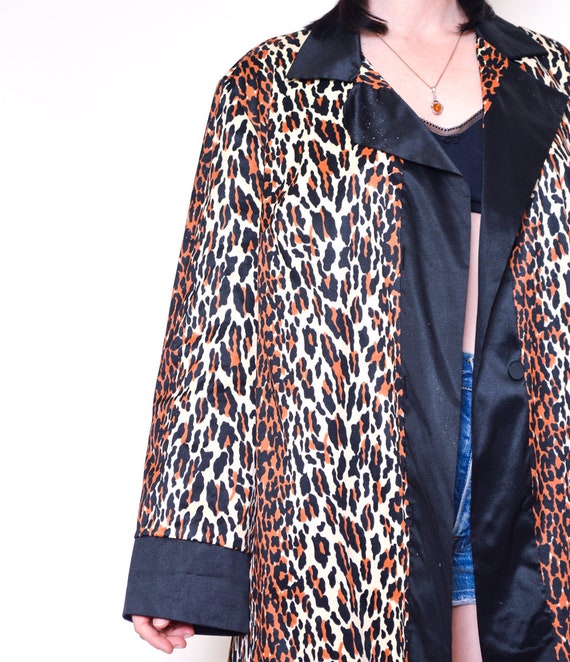 Leopard Jacket 60s Short Kimono Robe ANIMAL PRINT Pin… - Gem