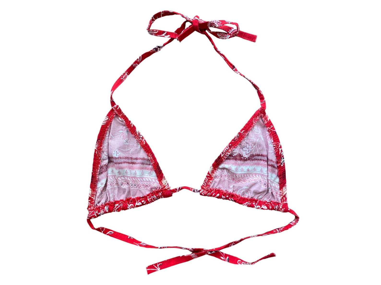 Y2k Bikini Top Pink Red Swimsuit Bathing Suit Top Floral Paisley ...