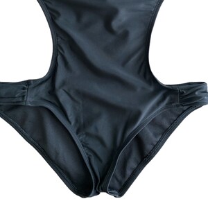 00's Black Bathing Suit One Piece Strapless Bandeau Keyhole Neck ...