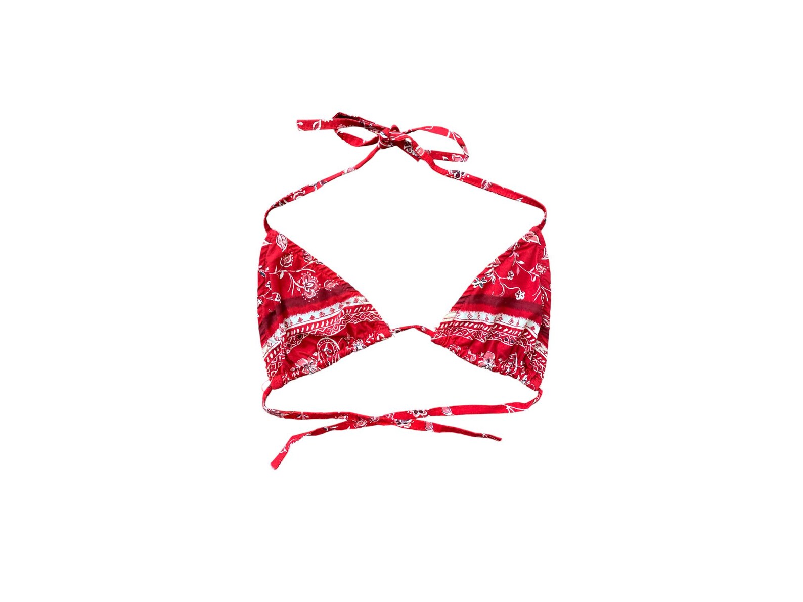 Y2k Bikini Top Pink Red Swimsuit Bathing Suit Top Floral Paisley ...