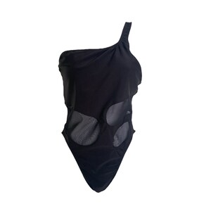 Black Mesh Bathing Suit 1990s One Piece Swim Suit Black Fishnet One ...
