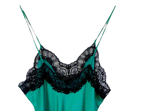 Green Silk Slip Dress Mini Dress Spaghetti Strap Eme… - Gem