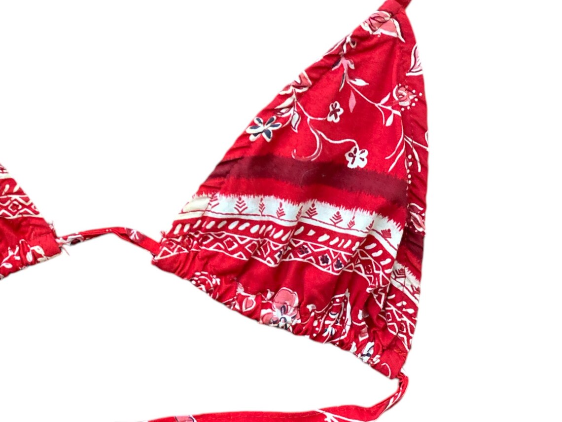 Y2k Bikini Top Pink Red Swimsuit Bathing Suit Top Floral Paisley ...