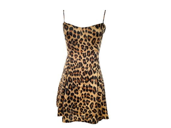 90s Mini Dress Satin 90s Dress Gold Brown Black Ani… Gem