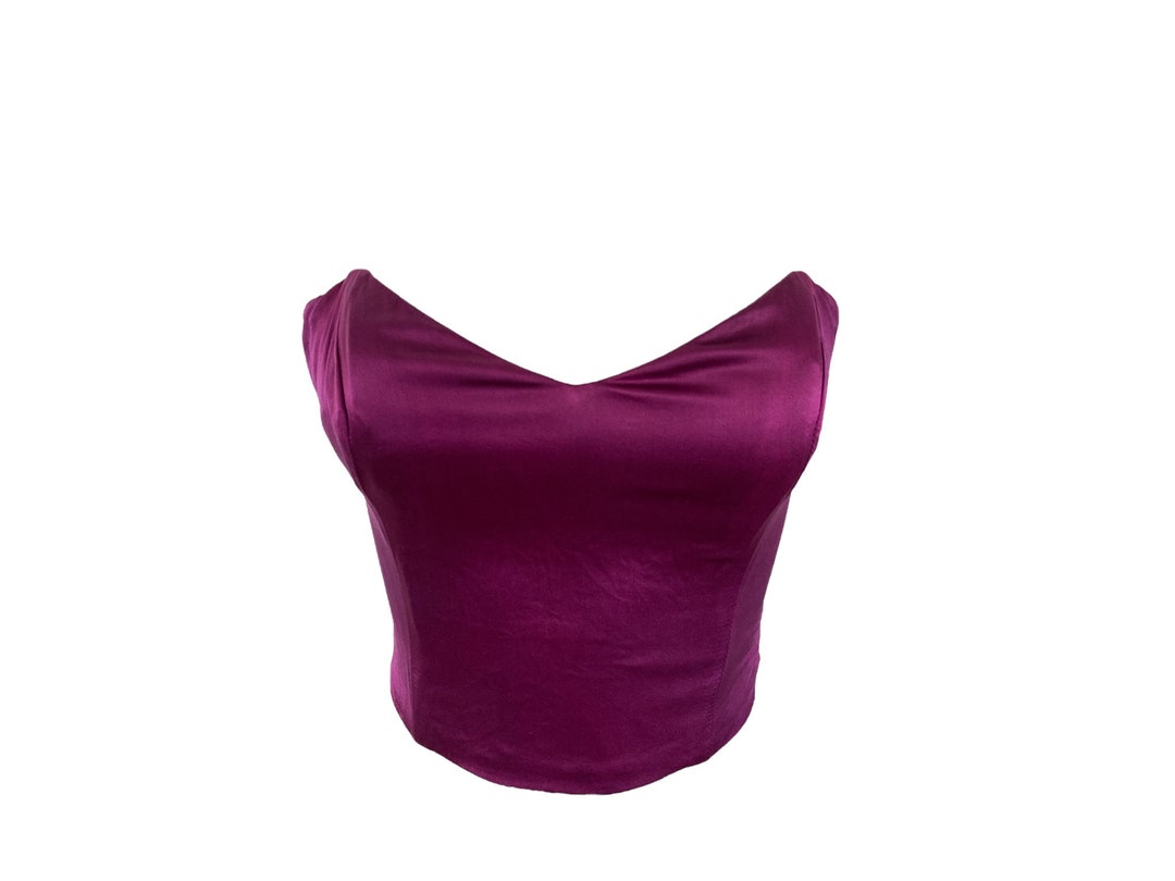 Purple Bustier Top Silk Satin Bustier Top Hand Dyed Crop Top Vintage ...