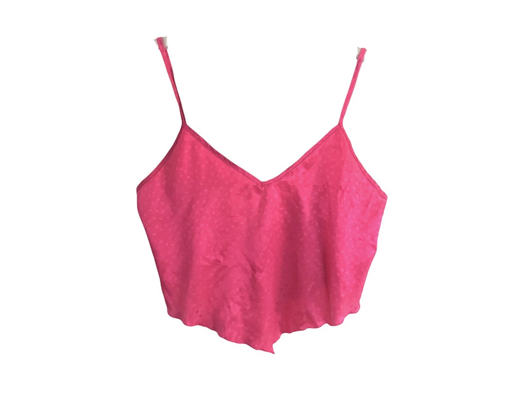 80's Pink Satin Tank Top Camisole Satin Tank Top V Neck Asymmetric ...