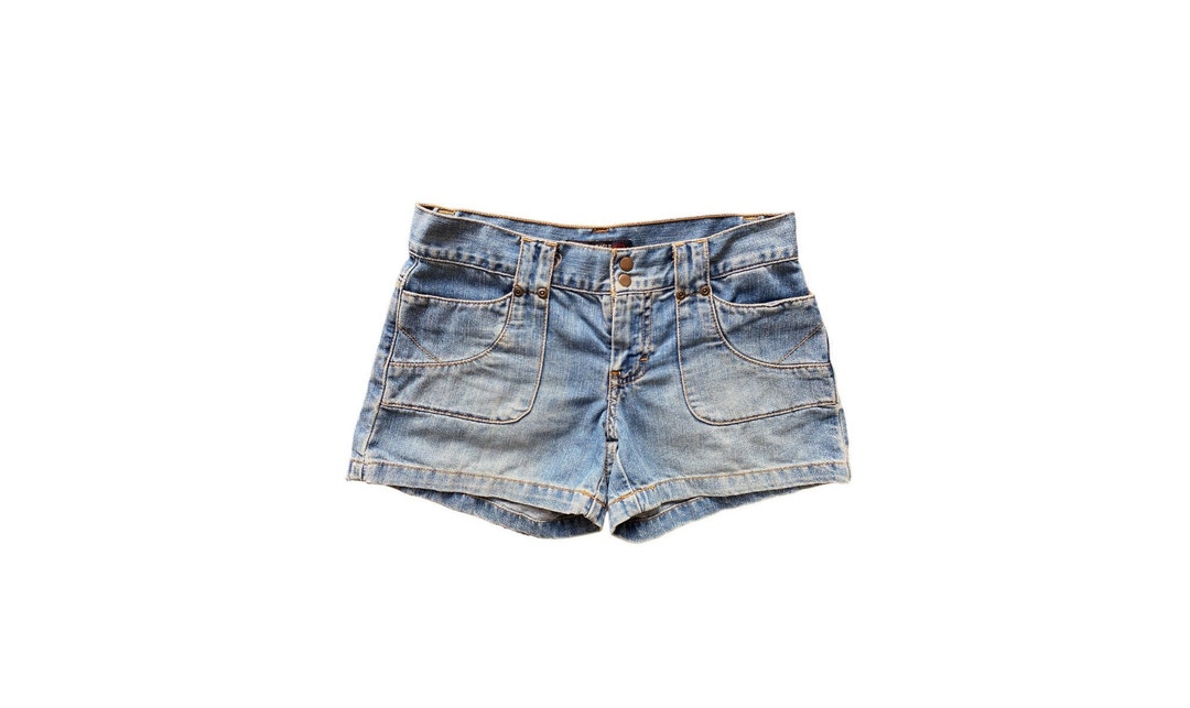 Y2K Denim Shorts Low Waisted Blue Jean Short 00s Jean Shorts Low Waist ...