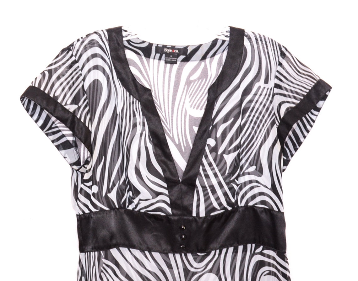 Y2K Op Art Top Black White Abstract 90's Psychedellic | Etsy