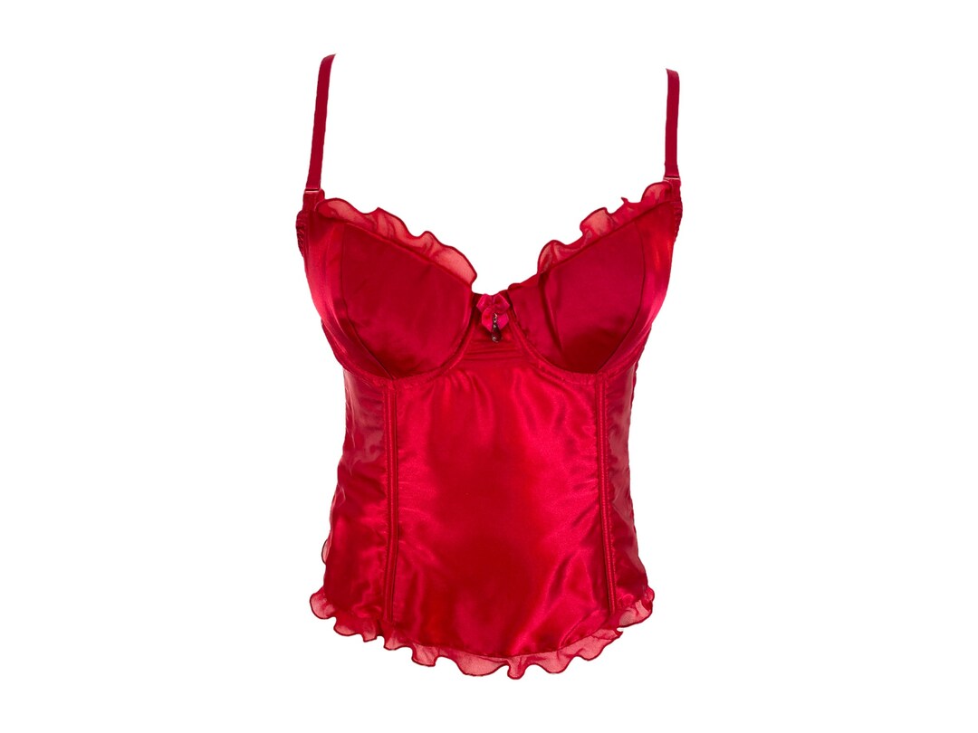 Red Bustier Top Y2K 90's Satin Top Corset Crop Top Vintage 90's ...