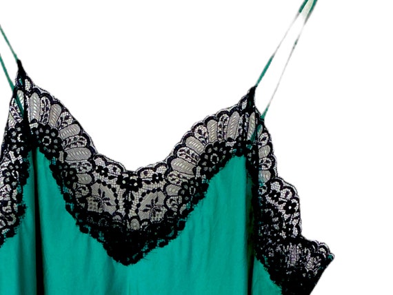 Green Silk Slip Dress Mini Dress Spaghetti Strap Eme… - Gem