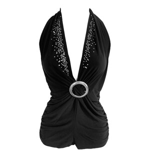 Y2k Black Halter Top Y2k Vintage Boho Halter Neck Studded Top Halter ...