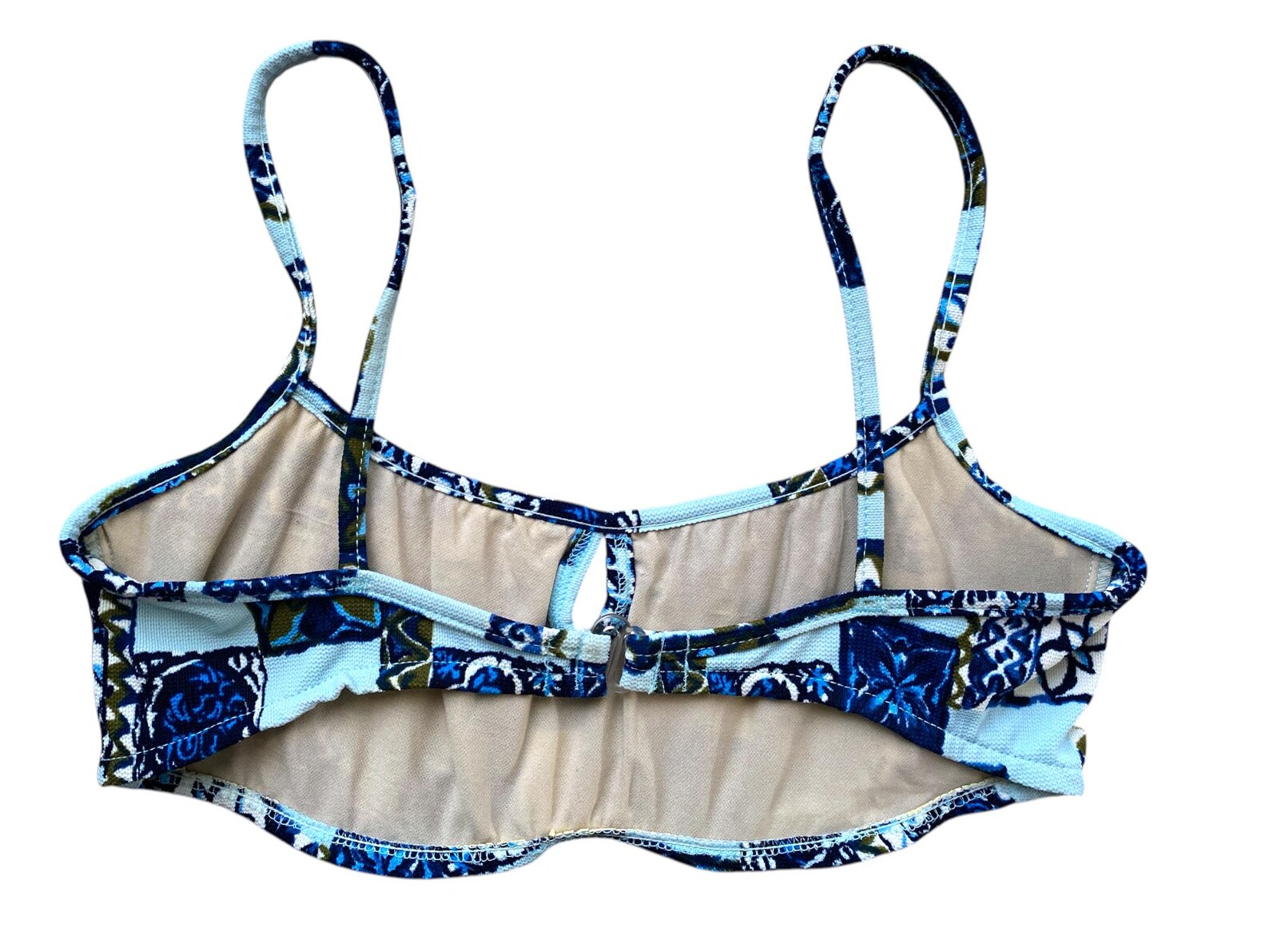 90's Floral Bikini Two Piece Set BLUE Patchwork Bathing Suit High ...