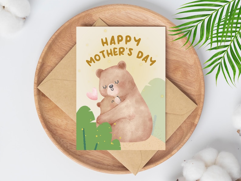 Printable Mother’s Day Card | Cute Bear Hug Design | Digital Card for ...