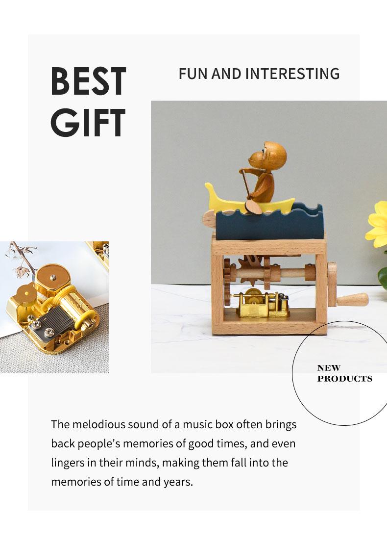 Handmade Monkey Music Box | Wooden Rowing Boat Automaton | Hand Cranked ...