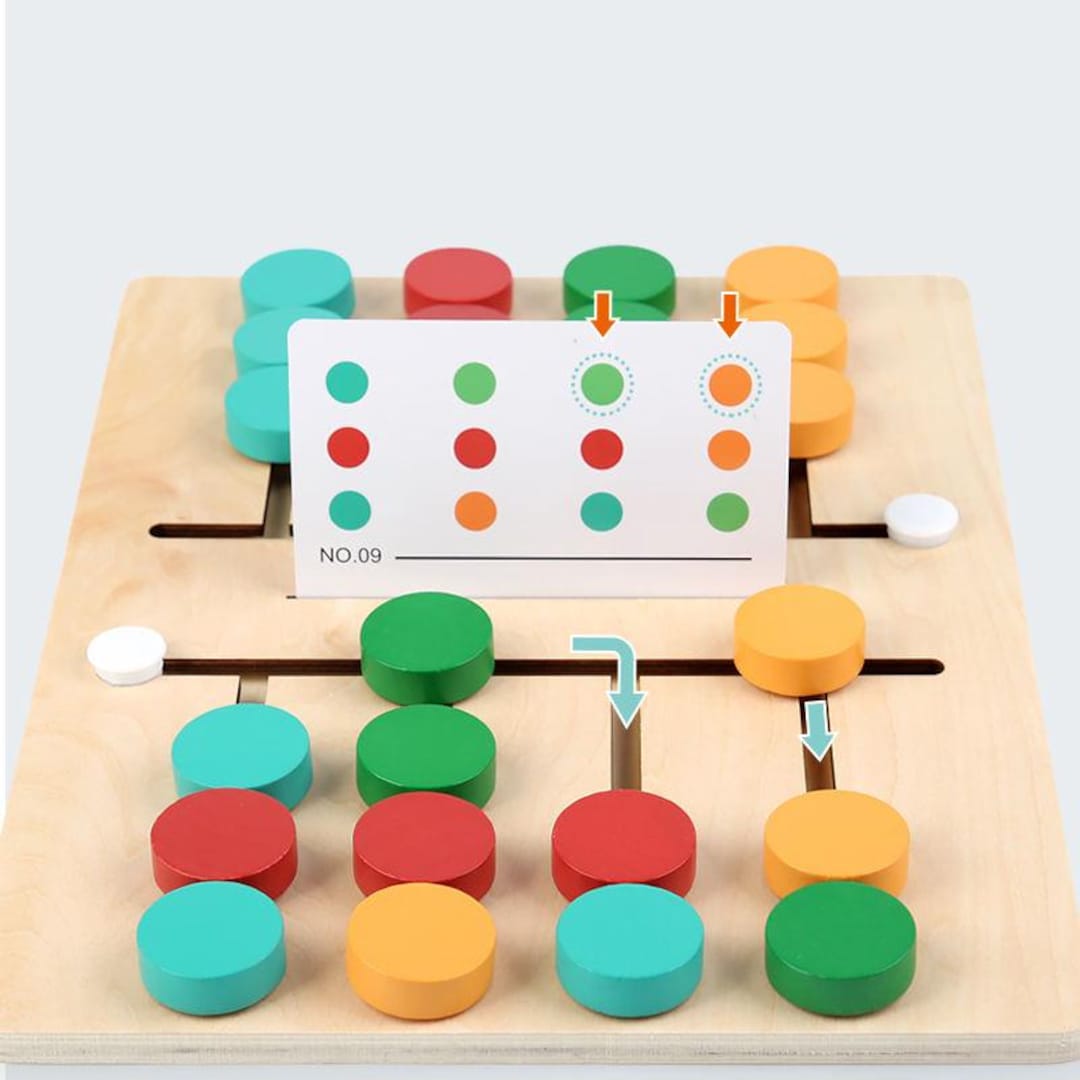 Montessori Wooden Color Sorting Puzzle: Fine Motor Skills Toy - Etsy
