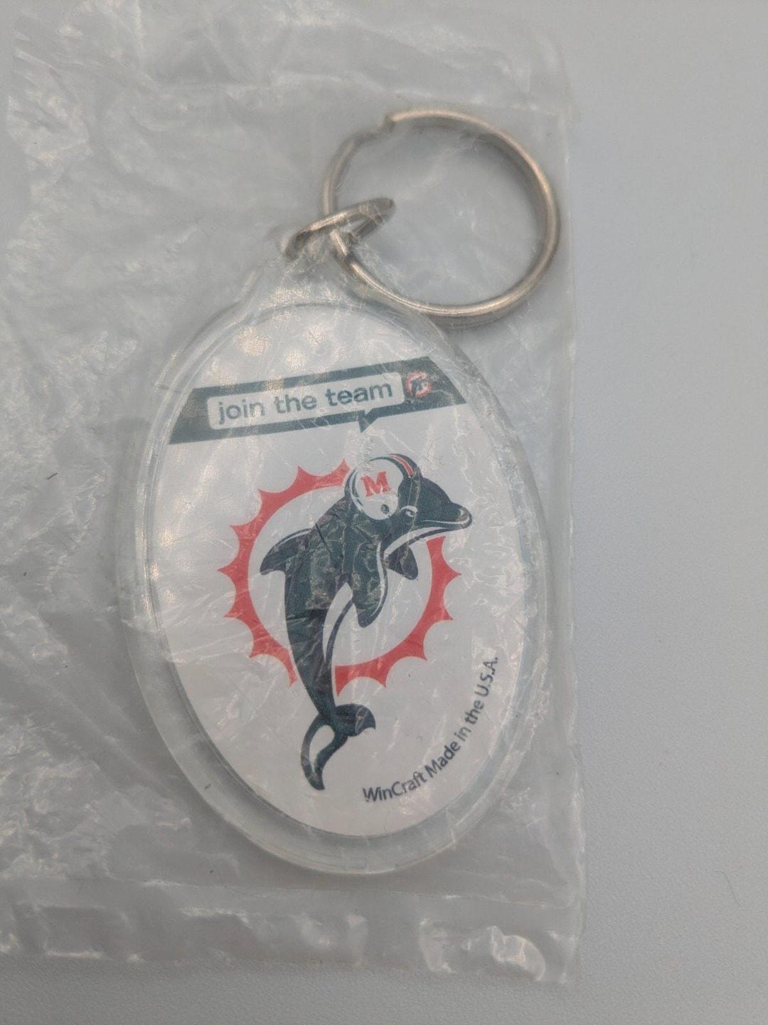 NFL Miami Dolphins Acrylic Key Ring 1990's Vintage NEW, White, Oval ...
