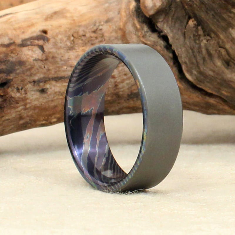 Titanium Damascus Ring - Etsy