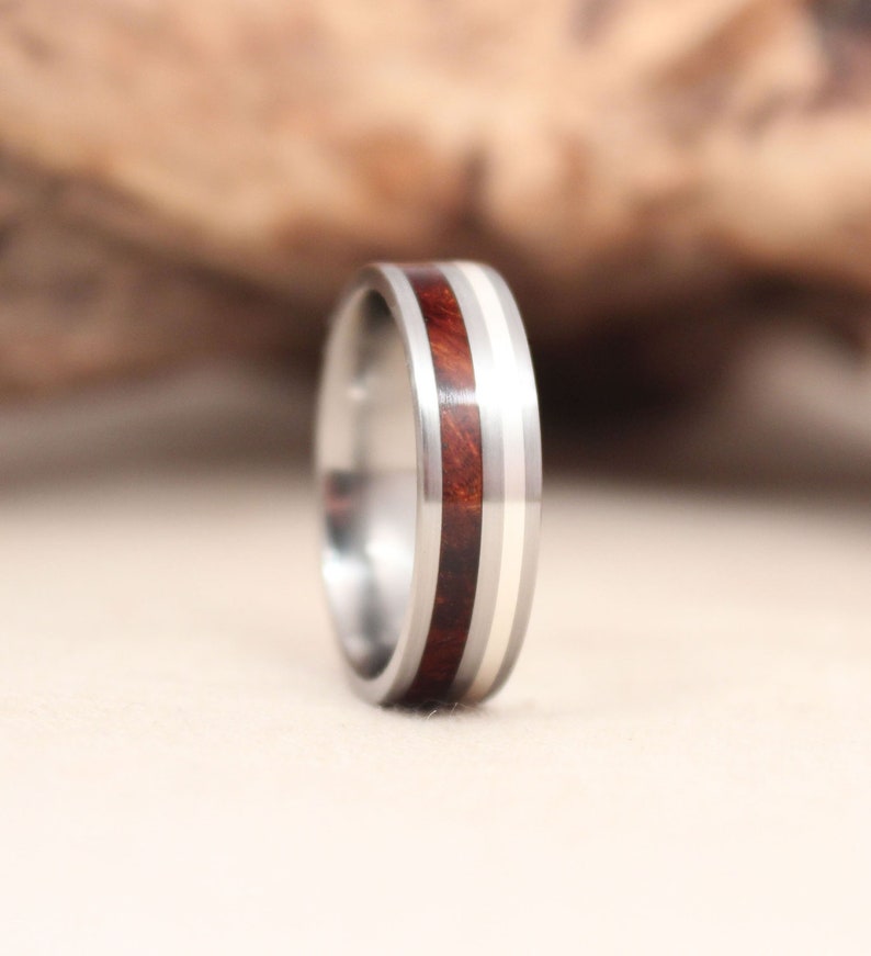 Titanium Sterling Silver Wood Ring With Arizona Desert - Etsy
