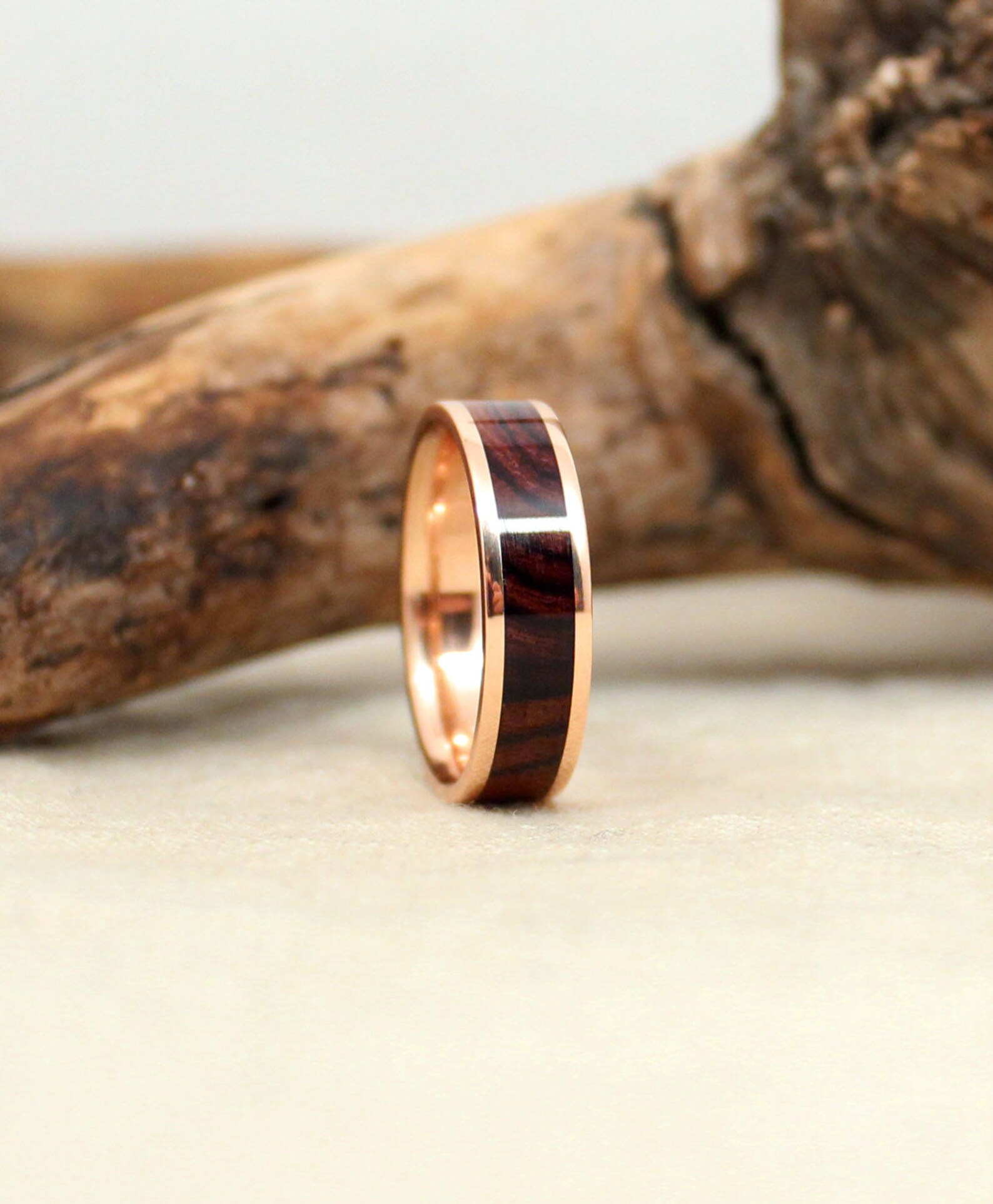 Rose Gold Kingwood Rosewood and Wood Ring - Etsy