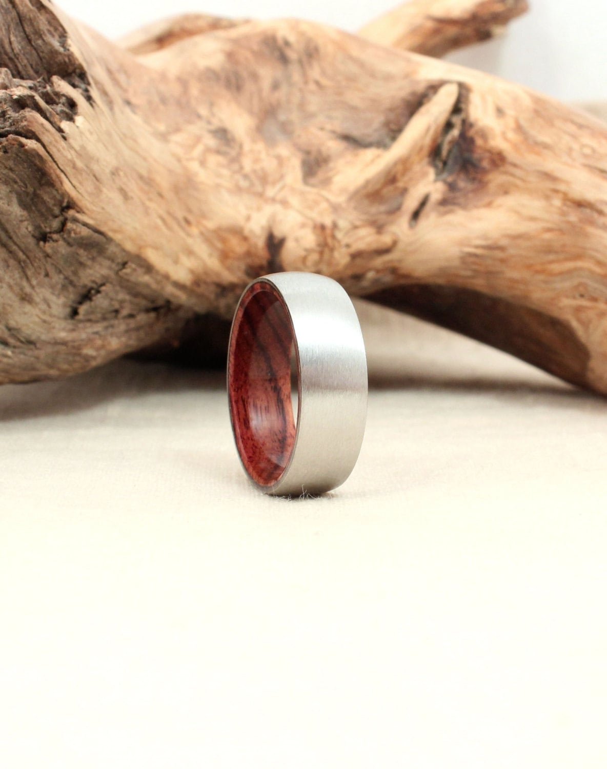 Cobalt Wood Ring Lined with Brazilian Kingwood | Etsy