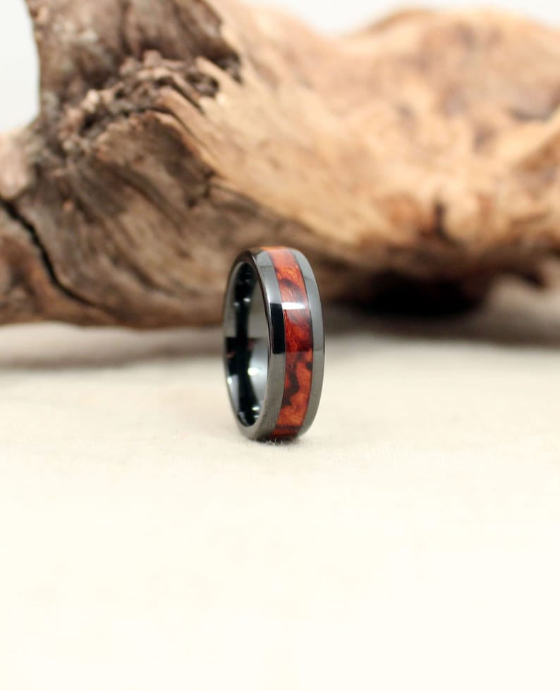 Black Ceramic Ring With Exhibition Arizona Desert Ironwood Burl - Etsy