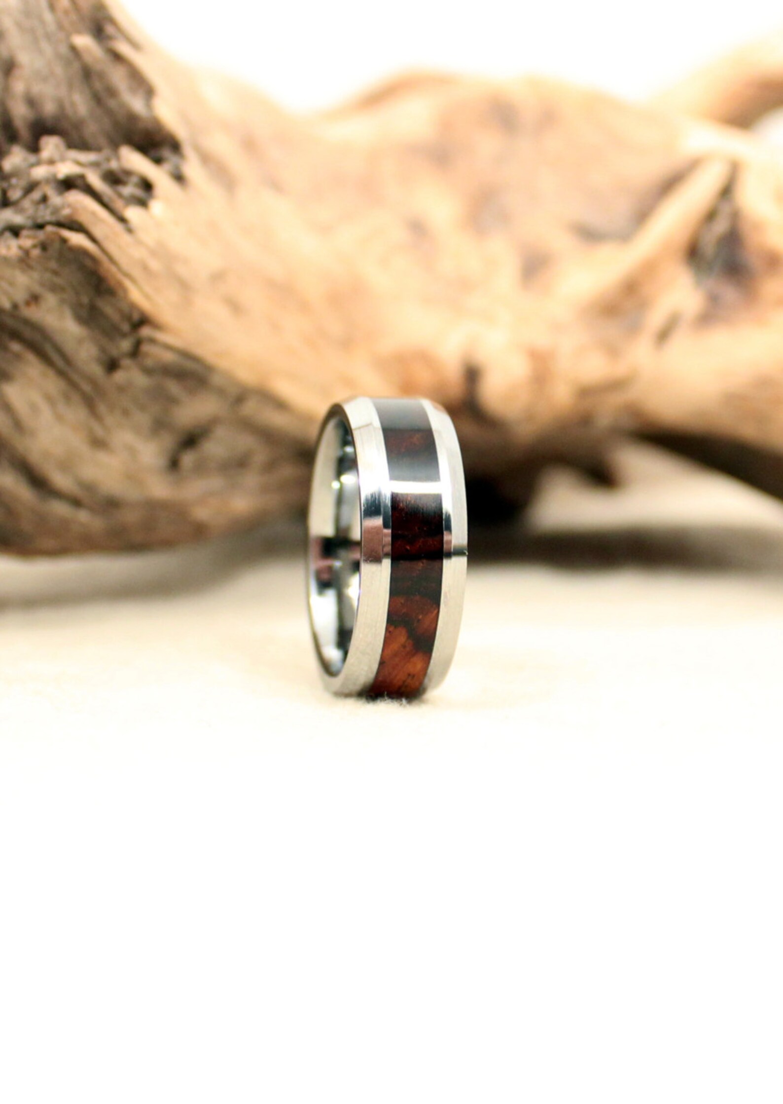 Tungsten Carbide Ring With Mexican Cocobolo Rosewood Inlay - Etsy