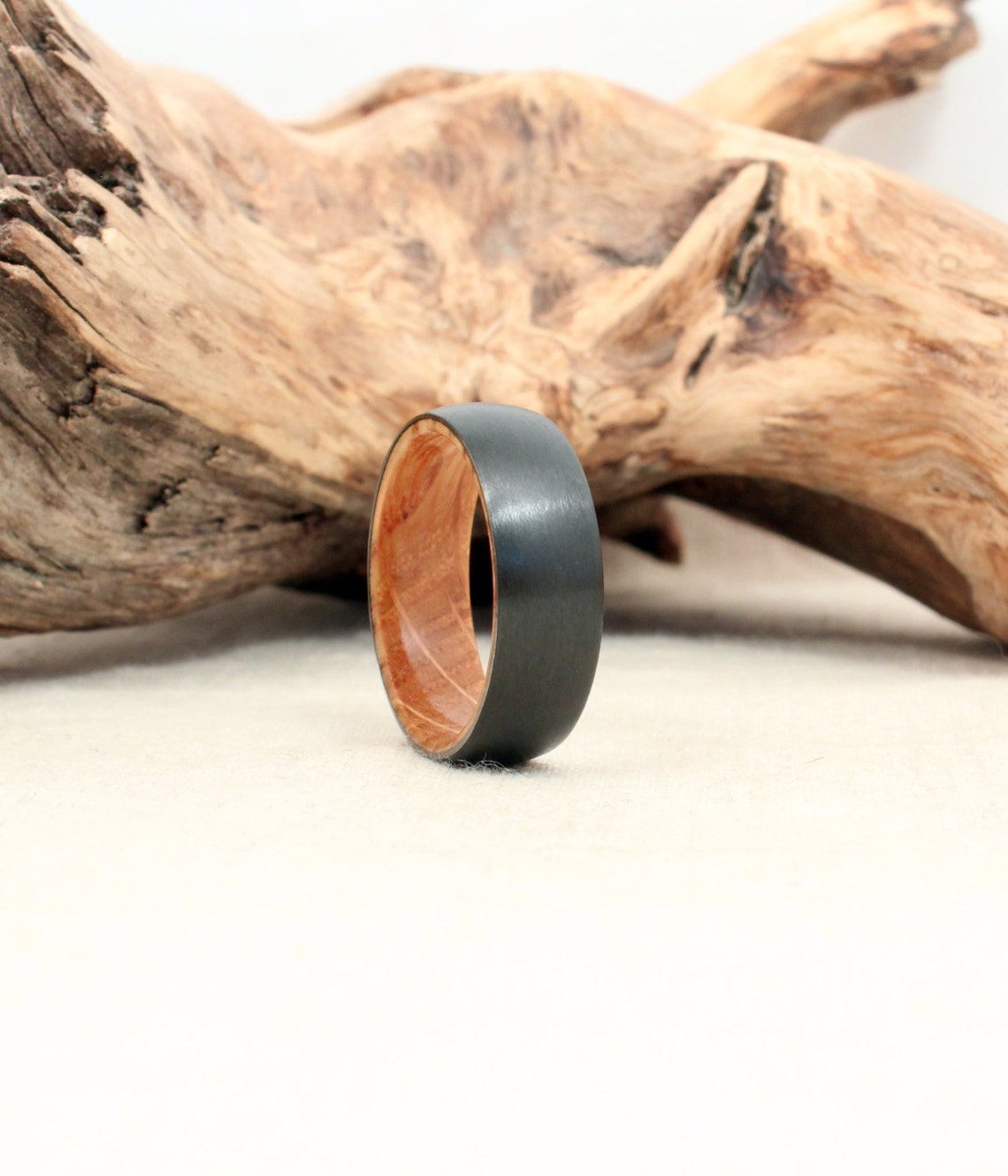 Wood Ring Lined With Whiskey Barrel White Oak Wooden Ring - Black ...
