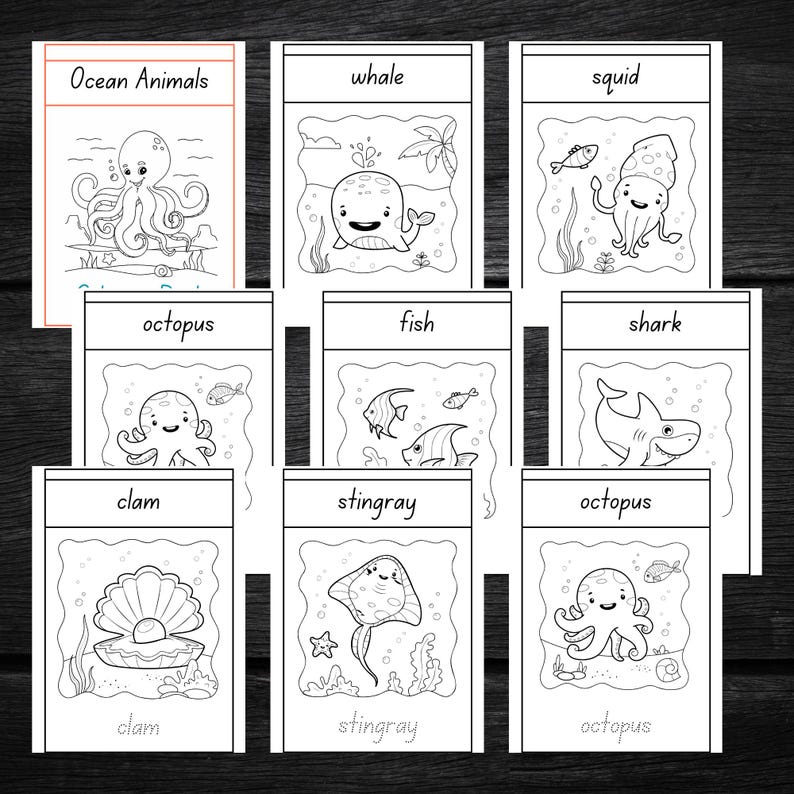 Ocean Animal Coloring Book Printable, Kids Sea Life Activity Pages, Fun ...