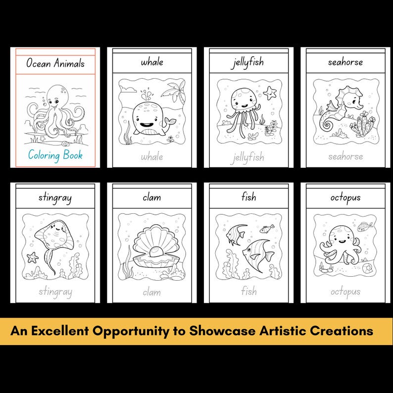 Ocean Animal Coloring Book Printable, Kids Sea Life Activity Pages, Fun ...