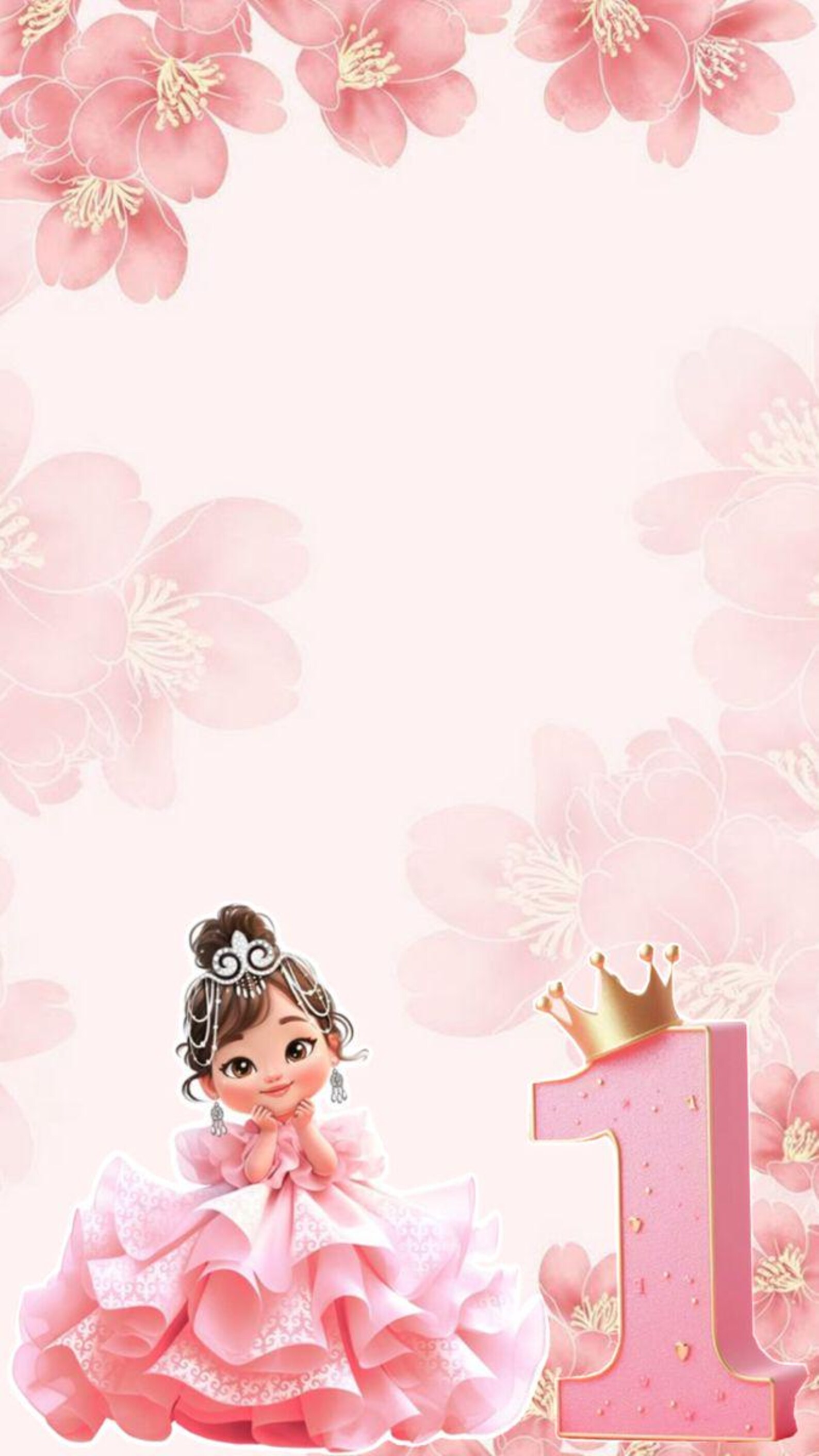 First Birthday Card for Baby Girl, Photo Session Decoration, Baby Party ...