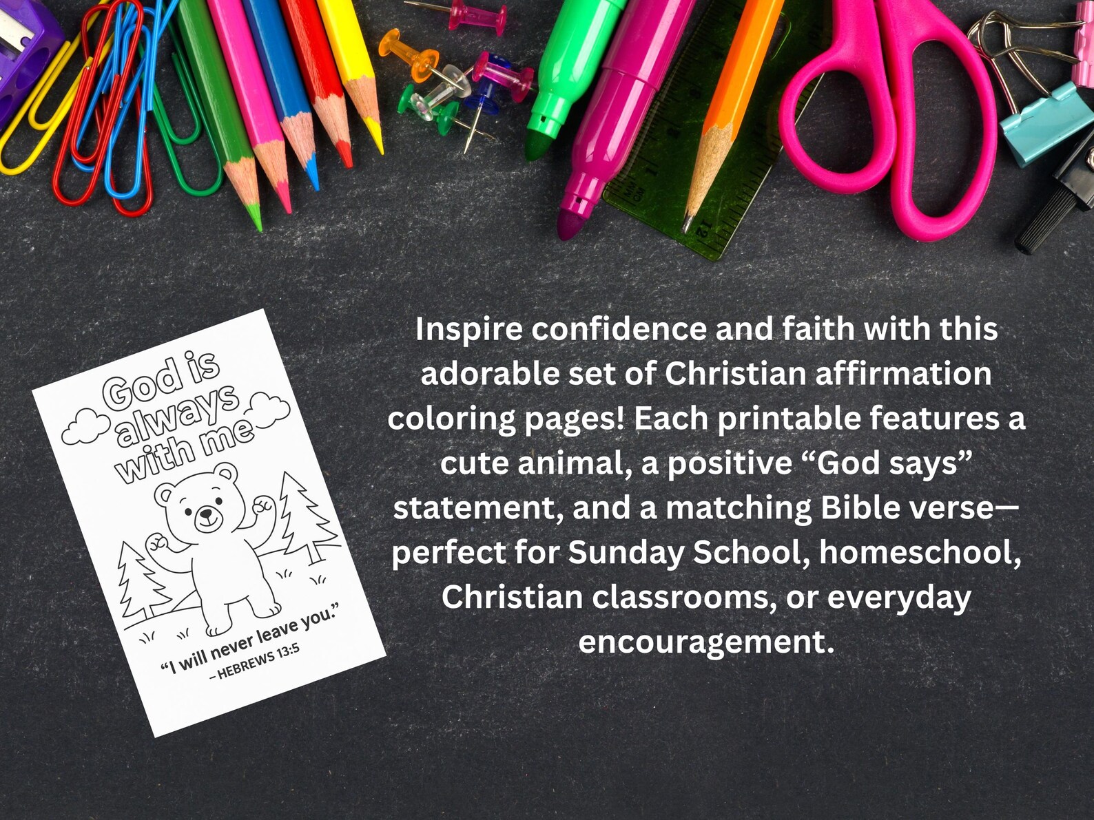 Christian Affirmation Coloring Pages for Kids – Printable Bible Verse ...