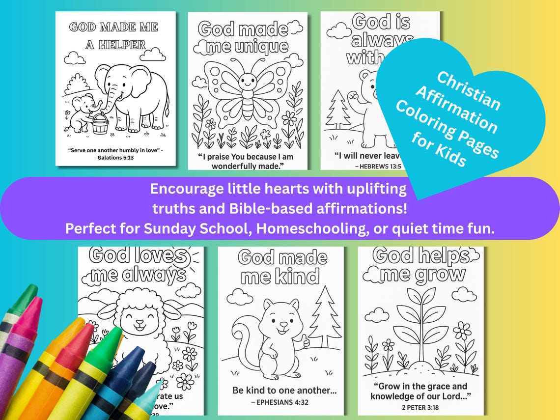 Christian Affirmation Coloring Pages for Kids – Printable Bible Verse ...