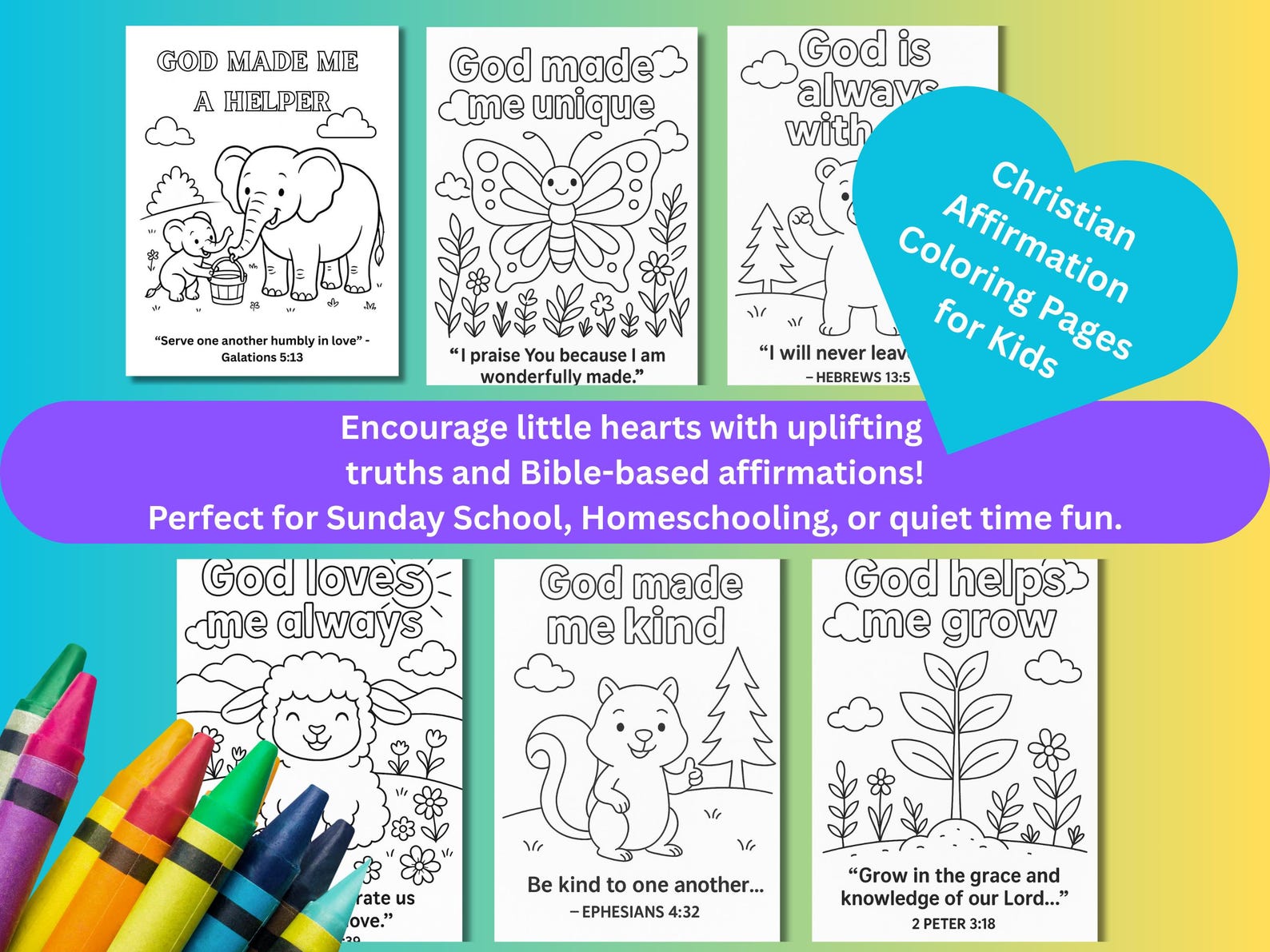 Christian Affirmation Coloring Pages for Kids – Printable Bible Verse ...