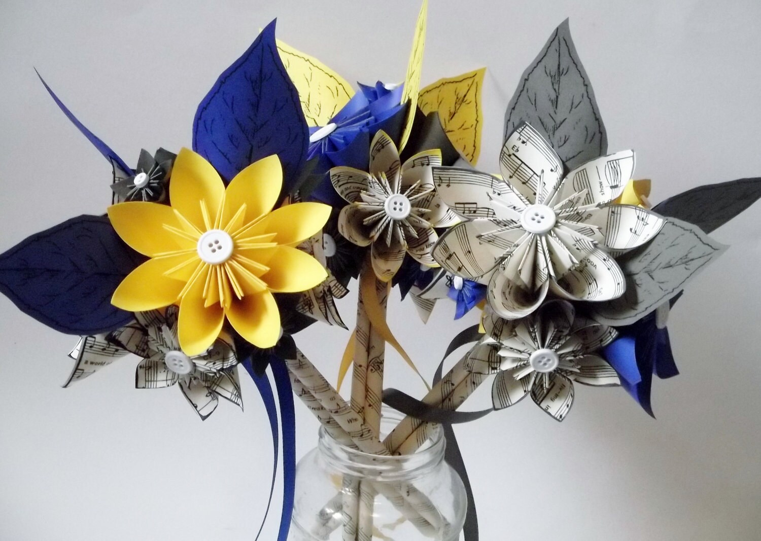 Paper Daisy Wedding Bouquet Bridal Package handmade one of a | Etsy
