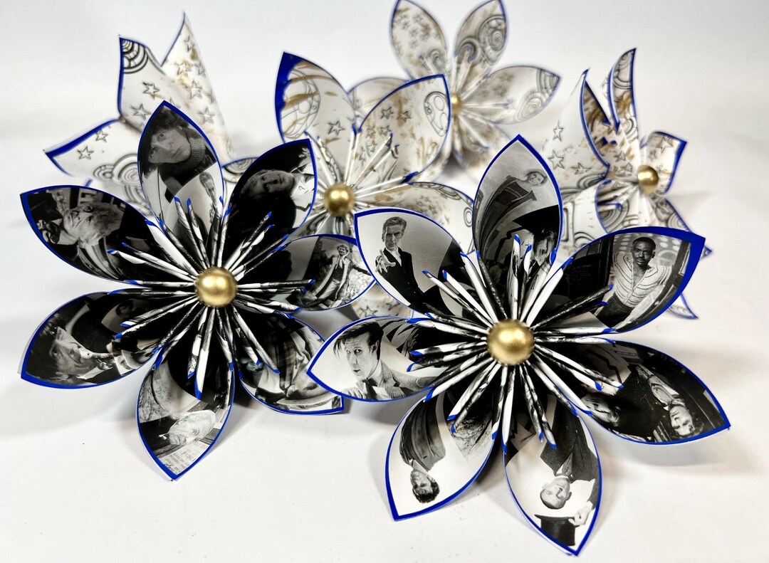Doctor Who Inspired Paper Flowers- Set of 6, 14 Doctors, Handmade, One ...
